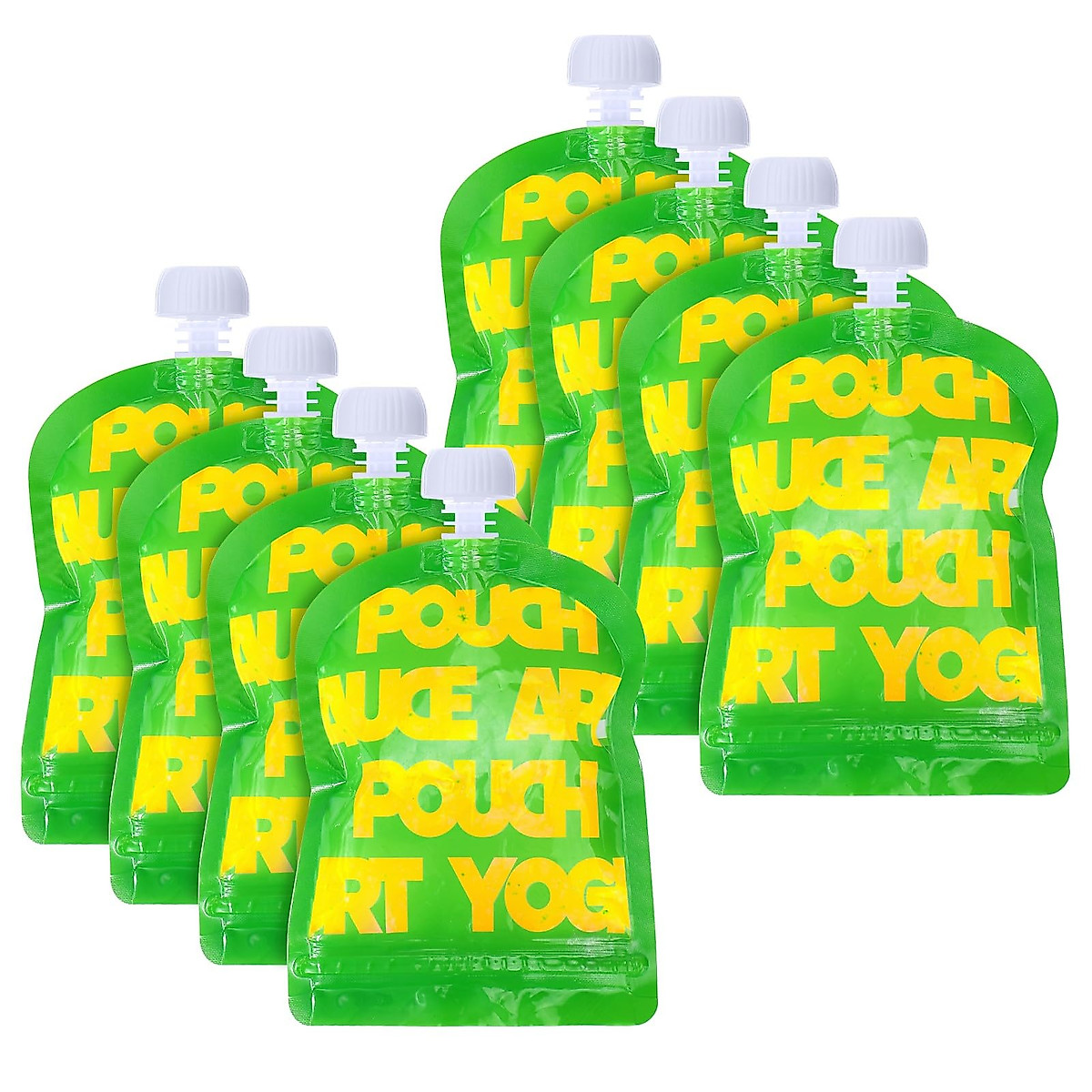 XANGNIER 8 Pack Reusable Food Pouches for Bento Box Accessories,Refillable for Applesauce Yogurt Smoothie & Puree Squeeze Pouch,Fun Lunch Food Storage Containers