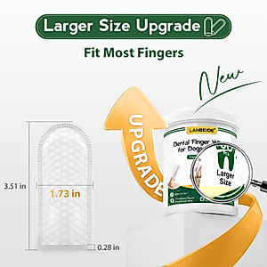 LANBEIDE Updated Larger Pet Teeth Cleaning Wipes for Dogs & Cats, Dog Dental Wipes No-Rinse Dog Finger Toothbrush for Reducing Plaque & Tartar, Breath Freshener Dental and Gum Care Pet Wipes 50 Counts