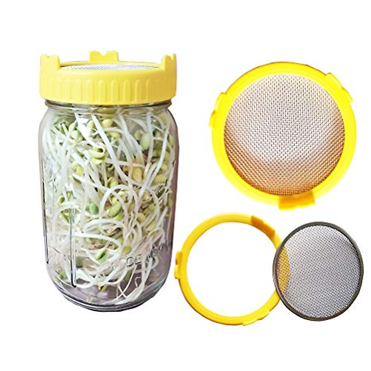 Plastic Sprout Lid,Stainless Steel Split Sprouting Lids for Sprouts Broccoli Alfalfa Mustard Mung Beans (Colorful)