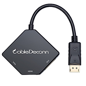 CABLEDECONN Multi-Function Big DisplayPort DP2 to HDMI VGA DVI Cable Converter Adapter