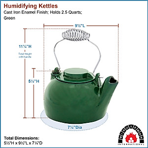2.5 Quart Cast Iron Humidifying Woodstove Kettle