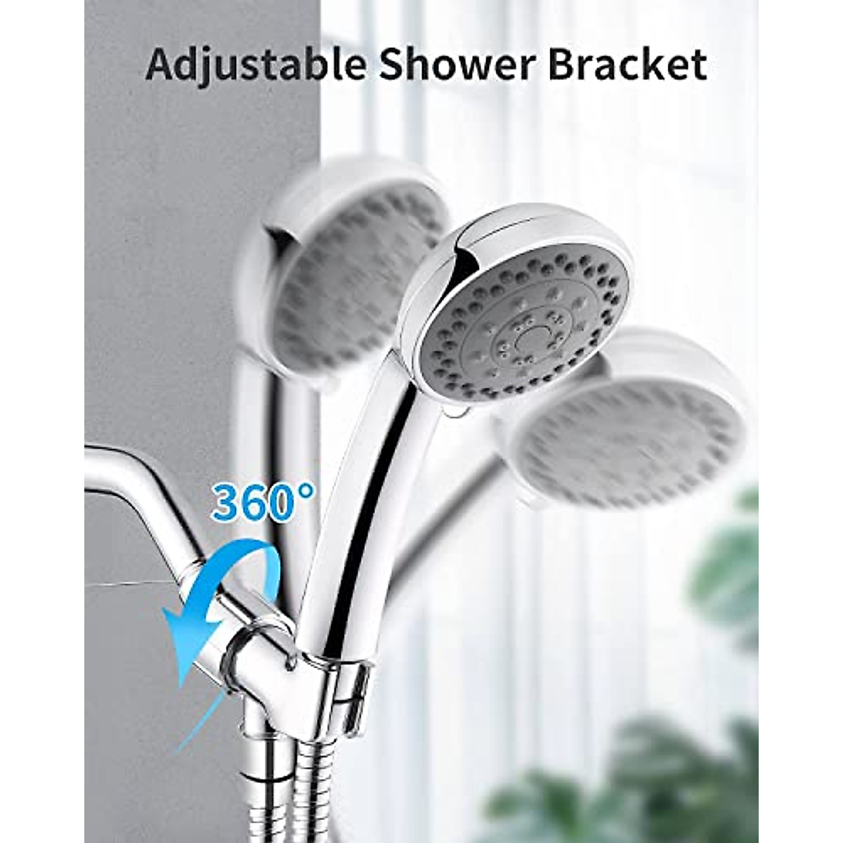 Ezelia High Pressure Shower Head with Pause Mode and Massage Spa, 5 Settings Handheld Showerhead Sprayer with 79" Stainless Steel Hose, Easy to Install, California Compliant 1.8 GPM