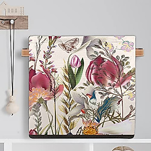 Butterfly Flower Storage Basket Bins for Organizing Pantry/Shelves/Office/Girls Room, Spring Floral Storage Cube Box with Handles Collapsible Toys Organizer 13x13