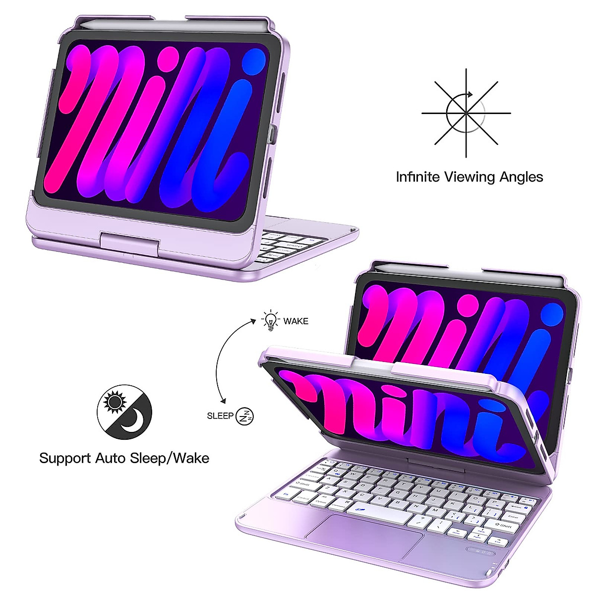iPad Mini 6 Case with Keyboard, Keyboard iPad Mini 6th Generation 2021 8.3-inch 6th Generation, 360° Rotatable Touchpad Keyboard Case,Thin & Protective for iPad Mini (6th Generation 2021) Tablet