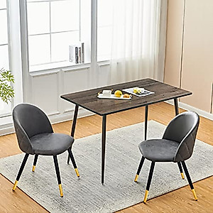 FurnitureR Dining Chairs Set of 2, Kitchen Dining Room Chairs with Soft Cushion Seat/Metal Legs, Modern Mid Century Living Room Side Chairs/Accent/Leisure/Makeup/Vanity Chairs, Grey