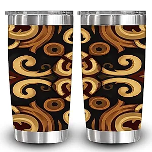 FOCIUZTA 20oz Golden Swirls and Circle Design Decorative Tumbler with lid, Travel Coffee Cup, Ideal for Easter, Gaming Enthusiast, Mother Day, and birthday gifts