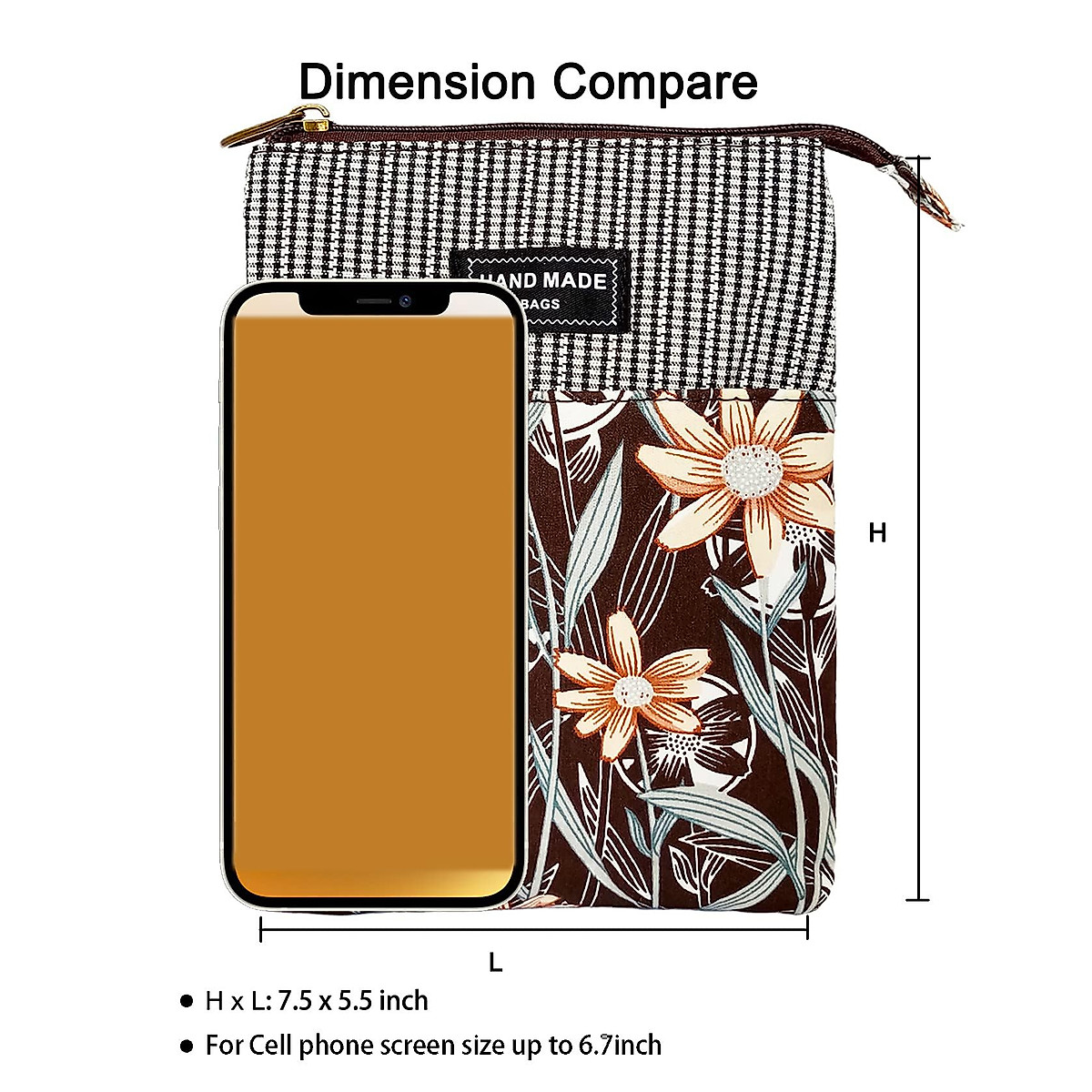 LassZone Womens Small Crossbody Bag Cell phone Bag Floral Pattern Ladies Small Handbag Wallet 5 Pockets Shoulder Bag Messenger Bags