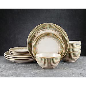 Pfaltzgraff Hensley Green 12 Piece Dinnerware Set, Service For 4
