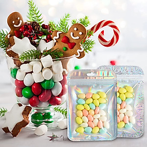 itechpanda 100 PCS Resealable Holographic Zip Lock Mylar Bags, 4 x 5.8 Inch PVC Plastic Self-seal Zipper Waterproof Bags for Jewelry, Samples, Candy, Small Parts & Party Favor Food Storage