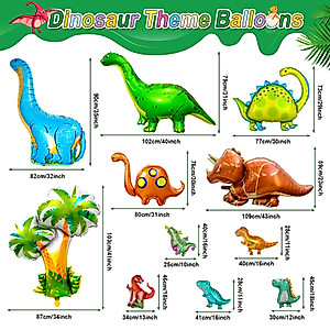 HJINGY Dinosaur Birthday Decorations, Dinosaur Party Decorations for Kids, Dinosaur Balloons Arch Garland Kit Includes Foil Balloons Happy Birthday Banner Curtains for Baby Shower Dino Themed Party