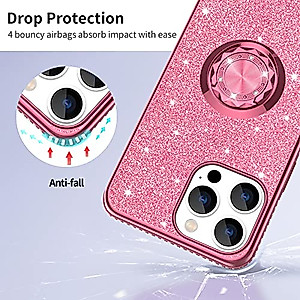 OCYCLONE iPhone 14 Pro Max 6.7" Glitter Diamond Case with Ring Stand - Pink, Women's Protective Cover