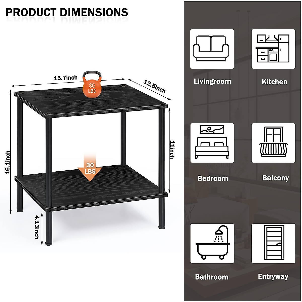 melos 2 Tier Bookshelf, Classically Tall Bookcase Shelf Storage Organizer, Modern Book Shelf for Bedroom, Living Room and Home Office, Black
