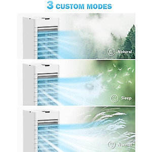 Evaporative Air Cooler - SEEPER 4-IN-1 Cooling Tower Fan with Evaporative Cooler & Humidifier, 12H Timer & Remote Control, Fast Cooling w/Ice Box, Portable Air Conditioner for Small Room Home Office