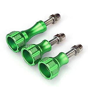 SLFC 3 Pcs Aluminum Alloy Thumbscrews for GoPro Hero 2018, GoPro Fusion, GoPro Hero 8/7/6/5/4/3/2/1 and DJI Osmo Action, 8 Colors, Very Durable, Standard Camera Mounts Screws (Green)