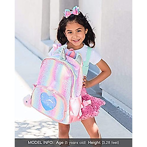 mibasies Kids Unicorn Backpack with Lunch Box for Girls Rainbow School Bag