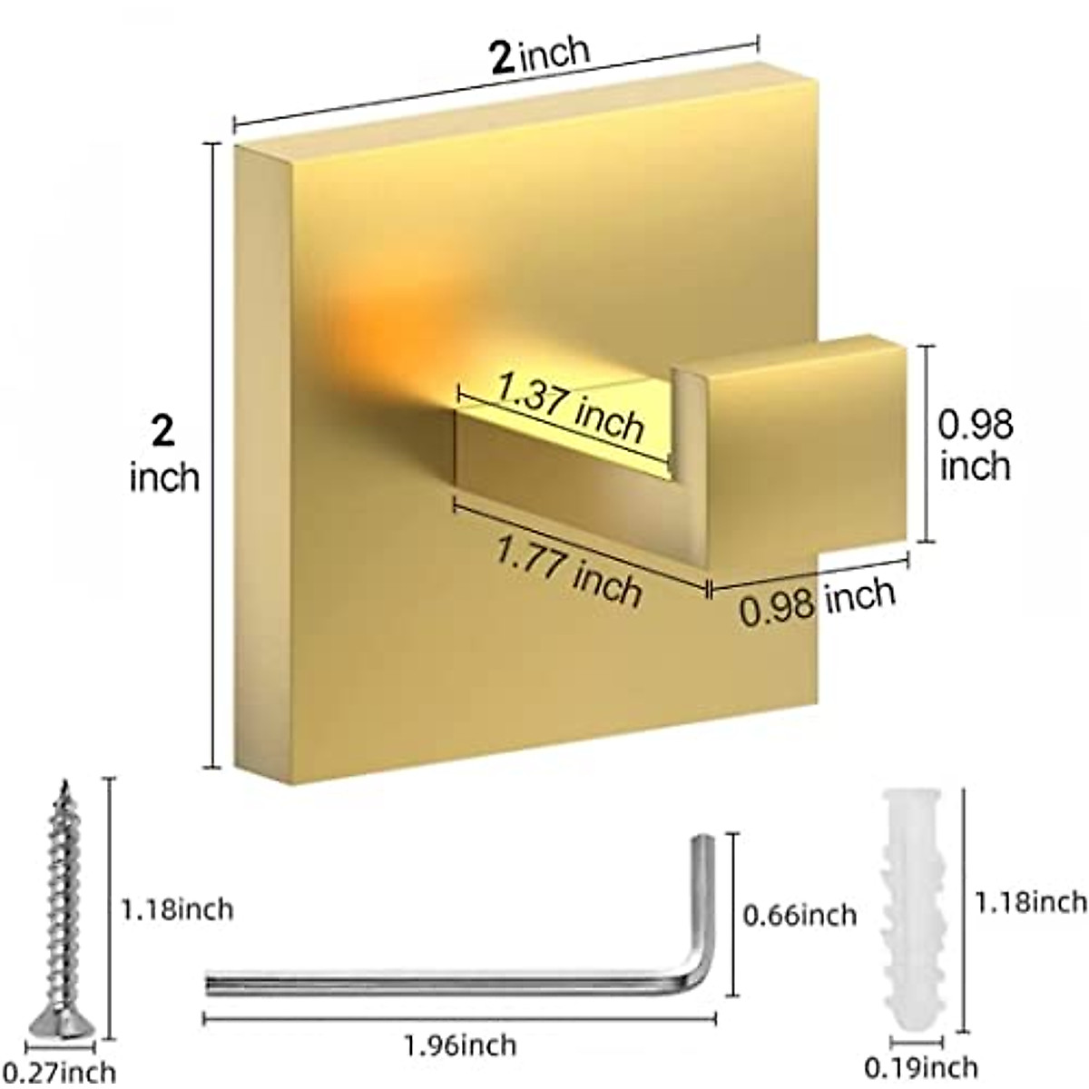 LGSFTBFS 4 Pack Square Towel Hooks for Bathrooms, Gold Towel Hook for Kitchen Bathroom, SUS304 Stainless Steel Coat Hook, Heavy Duty Holder Robe Hooks for Hanging Towels, Coats, sponges, Wall Mount