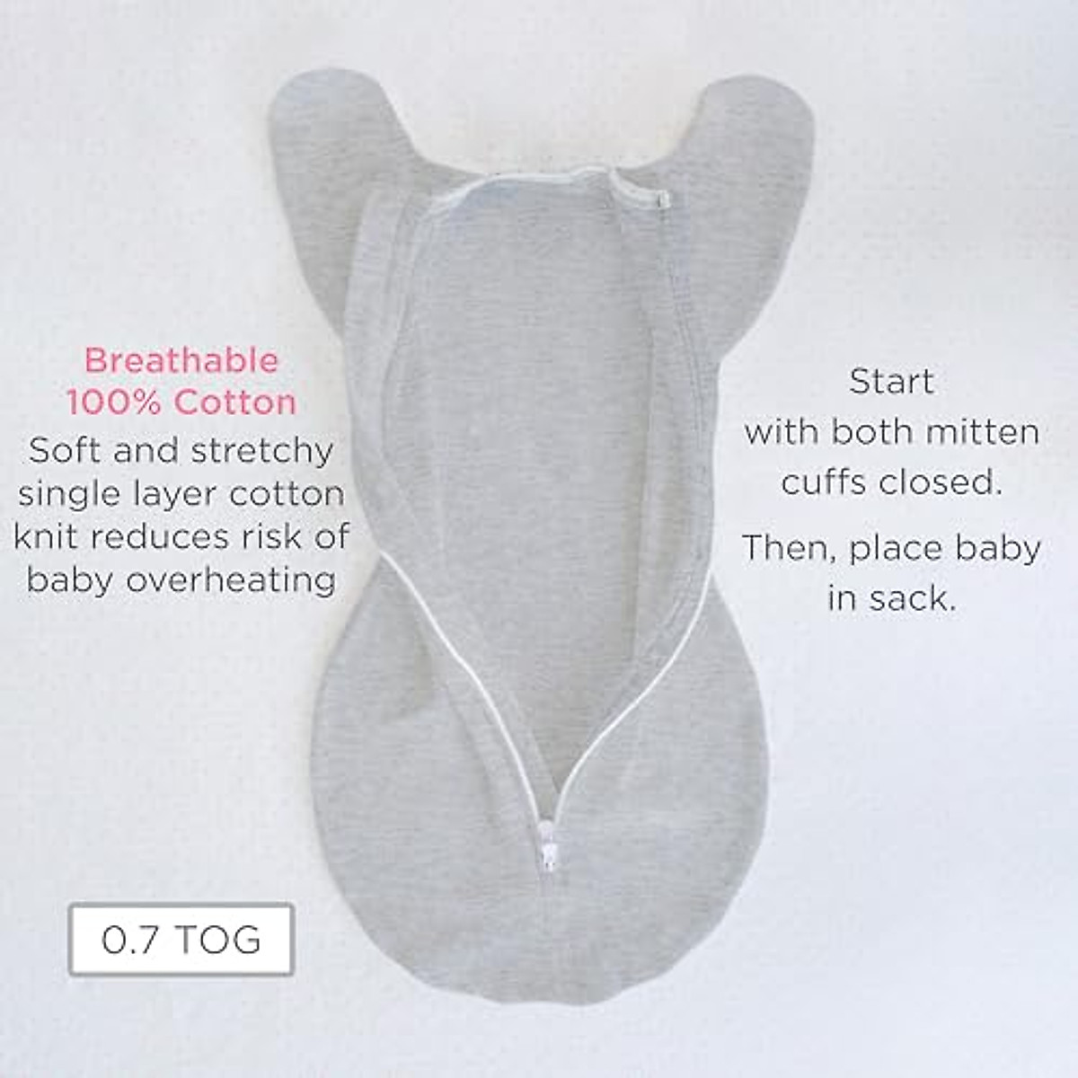 SwaddleDesigns Transitional Swaddle Sack, Arms Up Half-Length Sleeves & Mitten Cuffs, Swaddle for Newborn Transition to Baby Sleep Sack Wearable Blanket, Small, 0-3 month, 6-14 lb, Blue Tiny Triangles