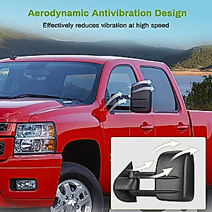 AUTOSAVER88 Towing Mirrors Compatible with 2007-2013 Chevy Silverado 1500 Avalanche, Manual Telescoping Side Tow Mirror for 2007-2014 GMC Yukon XL 1500/2500 Sierra 2500 HD/3500 HD Pair Set