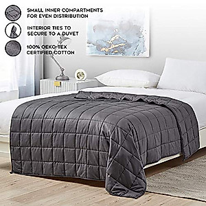 YnM Weighted Blanket with Cotton Duvet Bundle (48''x72'' 15lbs), Suit for One Person(~140lb) Use on Twin/Full Bed | Dark Grey