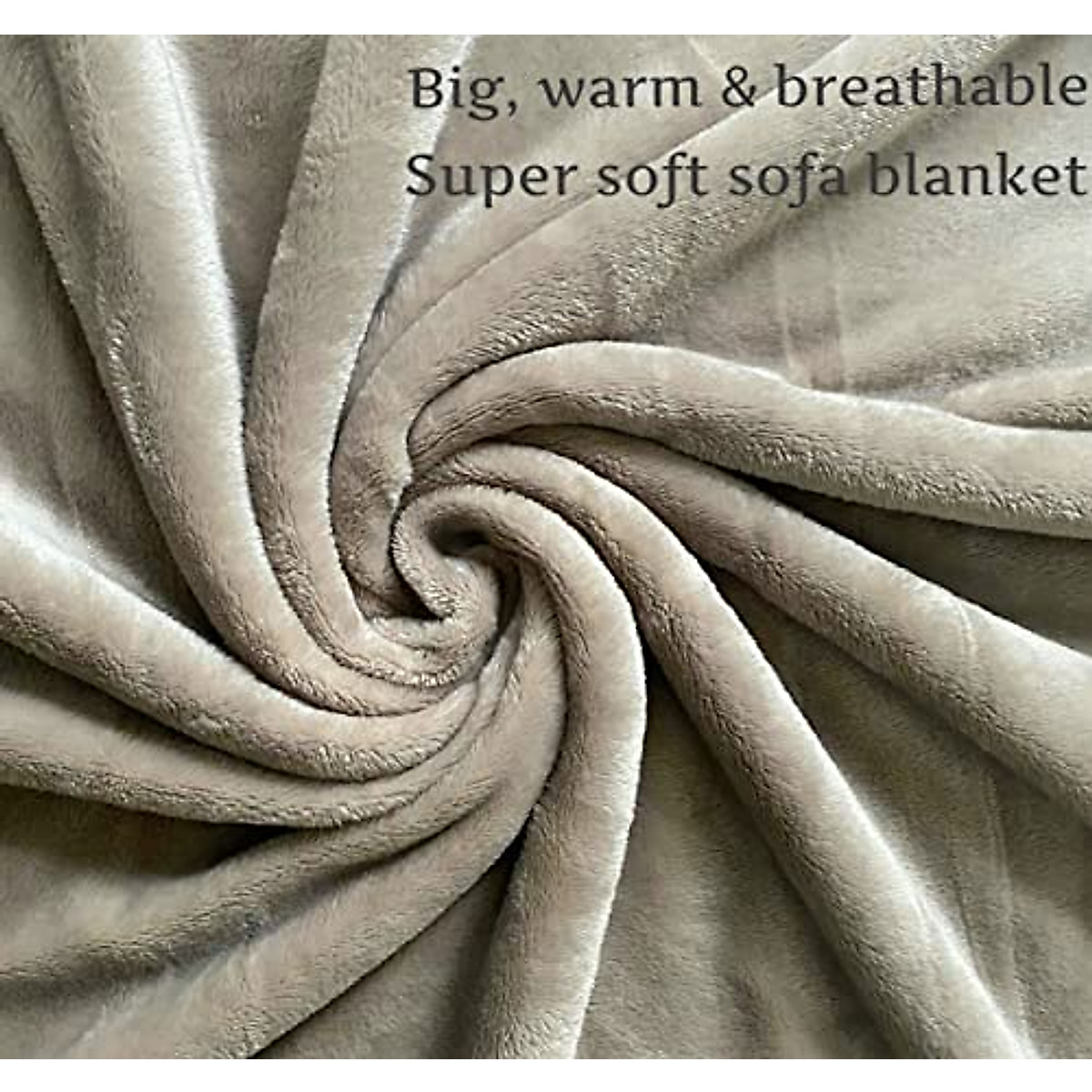 ODDS & ENDS HOME Warm Fuzzy & Supercozy Throw Blanket for Sofa - Taupe Blankets & Throws for Couch and Bed. Full Size Blanket Throw Extra Large Lap Warmer