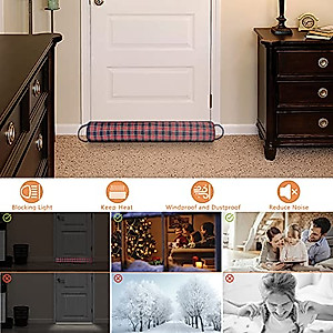 Triangle Under Door Draft Stopper Noise Blocker 28 Inches for Door Bottom Air Seal Insulation and Soundproof, Heavy Duty Weather Guard Snake Stripping, Tartan Check Navy Blue Red