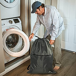 Large Laundry Backpack for College Students 29" x 19" with Adjustable Straps & Handles, Can Hanging Carry Laundry Hamper Bag Pocket for Travel and Camping