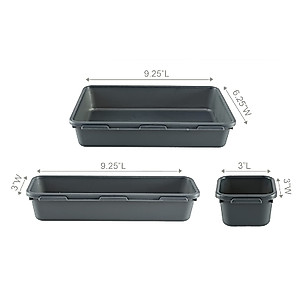 HOME-X Connecting Organizer Trays, Set of Interlocking Adjustable Trays for Organizing Office Supplies and Kitchen Utensil Drawers, Set of 8, 3 Sizes, Gray