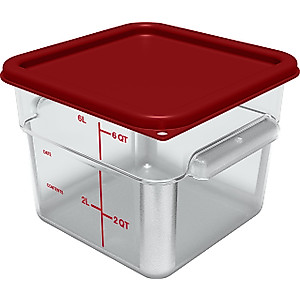 Carlisle FoodService Products Squares Square Food Storage Container Lid with Stackable Design for Catering, Buffets, Restaurants, Proprietary Blend, 6 To 8 Quarts, Red