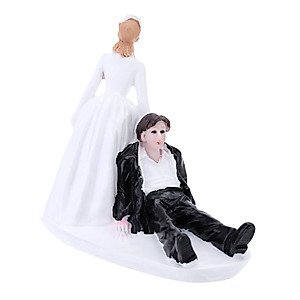 Anself Synthetic Resin Bride & Groom Wedding Cake Topper Romantic Wedding Party Decoration Adorable Figurine Craft Gift