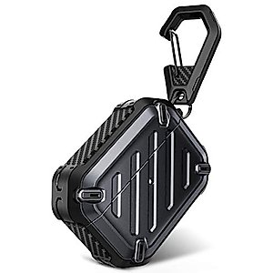 SUPCASE Unicorn Beetle Pro Series Case Designed for Airpods Pro (2022/2019), Full-Body Rugged Protective Case with Carabiner for AirPods Pro (2nd Generation / 1st Generation) (Black)
