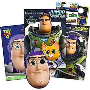 Buzz Lightyear Coloring Book Set for Kids - Bundle with 3 Disney Buzz Lightyear Coloring and Activity Books Plus Stickers and More (Toy Story Coloring Pages)