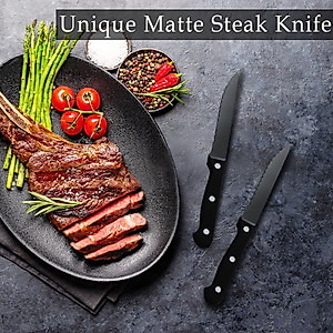 APEO 48 Piece Matte Black Silverware Set with Steak Knives, Stainless Steel Flatware Sets for 8, Satin Polished Cutlery Set for Kitchen, forks spoons and knives set, Dishwasher Safe Utensil Set