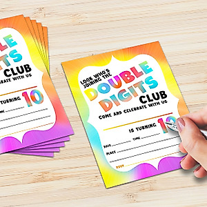 ISOVF 4" x 6" 10th Birthday Party Invitation Cards With Envelopes (20 Sets) - Double Digits Fill-in Style Party Invites- C42