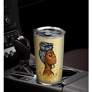 20oz Black Queen Black Women Faith Tumbler, Stand before Anyone, Religious, Christian Gifts, Coffee Thermos for Women, Stainless Steel Double Wall Vacuum Insulated Coffee Mug, Travel Cup with Lid