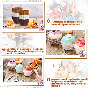 Uiifan 25 Pcs x 6 Counts Stackable Cupcake Carrier Holders with 300 Cupcake Liners and 150 Spoons, Plastic Cupcake Boxes for 6 Cupcakes Clear Disposable Container with Detachable Tall Dome Lid