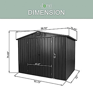 Domi Outdoor Storage Shed 8.2' x 6.2', Metal Steel Utility Tool Shed Storage House with Double Lockable Doors & Air Vent for Backyard Garden Patio Lawn