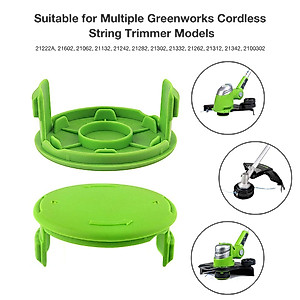 THTEN Trimmer Replacement Spools Cap Covers Compatible with Greenworks 21332 21342 24 Volt 40V 80V Cordless Weed Eater with 3411546A-6 Cap Covers Parts Auto-Feed String Edger 16ft 0.065” 2925