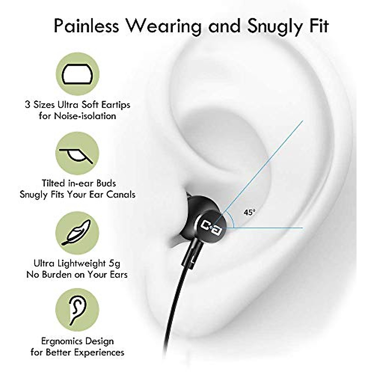 [2021 Updated] Extra Long Earbuds for TV & PC, with 12FT Spring Coiled Extension Cable, Volume Control & Mic, in-Ear Wired Headphones for 3.5mm Audio Output Devices, ChanGeek CGS06