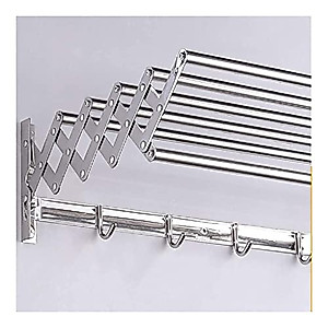XMCX Foldable Clothes Drying Rack Wall Mounted 5 Rails Dryer Retractable Airer Bathroom Towel Rail Hooks Washing Cloth Line Stainless Steel Extendable Easy Storage (Size : 40cm)