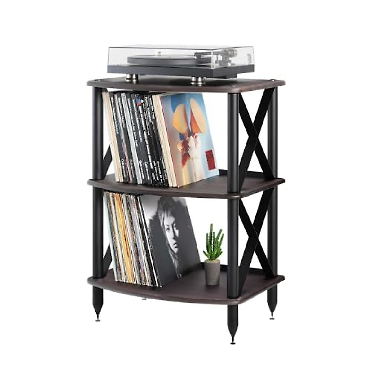 Pangea Audio Vulcan TT LP Record Player Turntable Stand Rack with Vinyl Storage Espresso