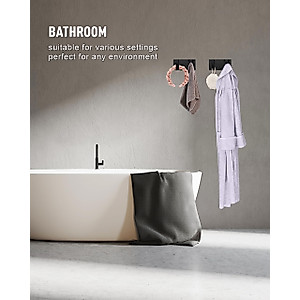 SPIEASSE 2 Pack，Modern Waterproof Black Wall Hooks，Foldable Towel Hooks for Bathrooms, Coat Hooks Wall Mounted - Ideal for Bathroom, Kitchen, Balcony