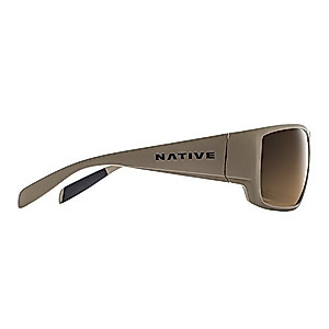 Native Eyewear Sightcaster Polarized Rectangular Sunglasses, Desert Tan/Bronze, 64 mm