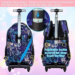 ZLYERT 3PCS Rolling Backpack for Girls, Travel Wheeled Backpacks for Adults, Teens College Roller Bookbag with Wheels for Women - Blue