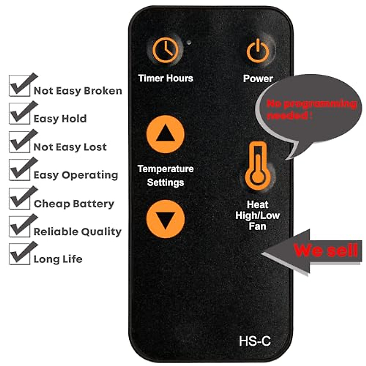 GENGQIANSI Replacement for Heat Surge Electric Fireplace Heater Remote Control WR18D