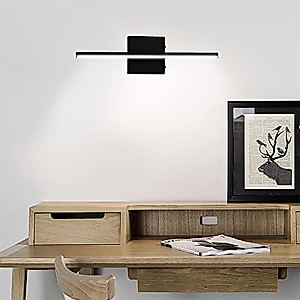 GERAMEXI LED Vanity Light, 16" Modern LED Matte Black Bathroom Vanity Light 12W Black Vanity Lighting Modern LED Bathroom Vanity Light Fixtures Over Mirror 6000k Cold White Light