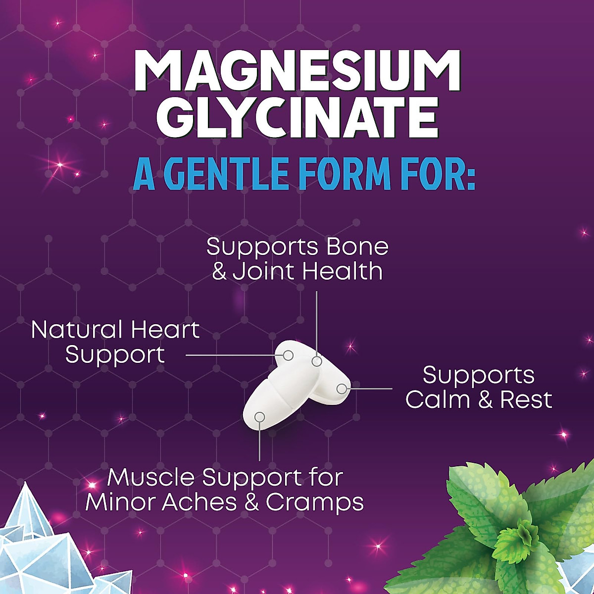 Magnesium Glycinate 250 mg - Natural, High Absorption Magnesium Tablets Chelated for Muscle, Nerve, Bone & Heart Health Support - Gentle Form, Non-GMO, Gluten Free, Vegan Supplement - 120 Tablets