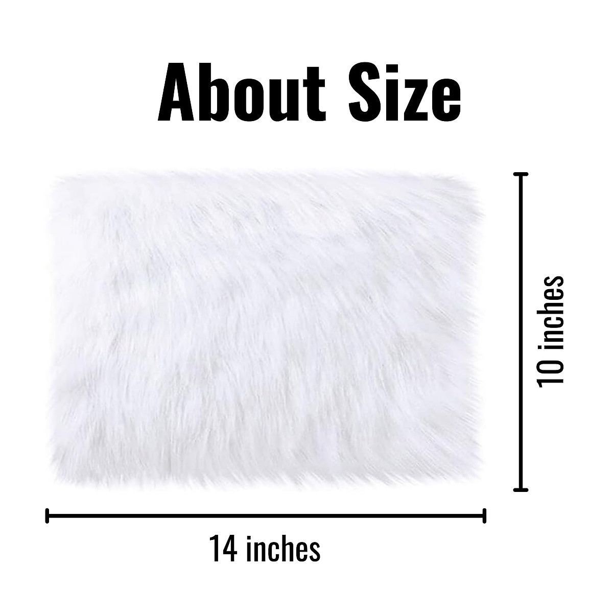 NINGDAN 14x10 inches 1pcs Rectangle Faux Fur Plush Cushion, Area Rugs Fluffy Carpet Mini Small Size Fit,for Tabletop Photography,Home Decor,Product Display,Locker Accessories for Girls (White)