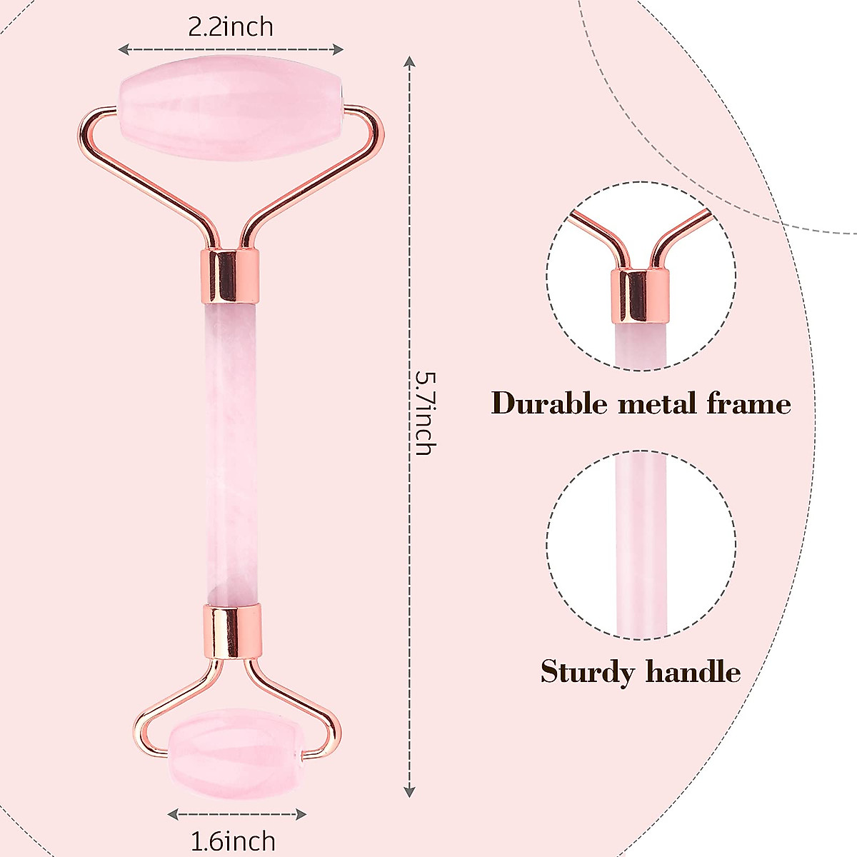 Jade Roller & Gua Sha Set, BearKig Jade Roller for Face, Anti-Aging Rose Quartz Face Roller for Skin Care, Beauty Facial Roller Massager Tools for Face, Eye, Neck, Reduce Wrinkle & Dark Circle