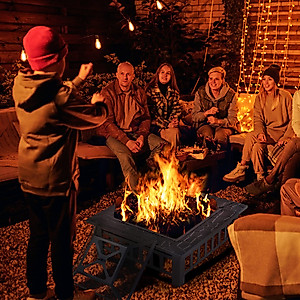 GRAND PATIO Outdoor Drayton 24in Round Concrete Wood Burning Patio Grill Fire Pit, Gray