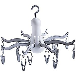 XIZHI Foldable Clip and Drip Hanger/Hanging Drying Rack - 16 Clips Socks Drying Rack for Drying Underwear Clothes,Socks,Bras,Towel,Pants,Hat,Grey